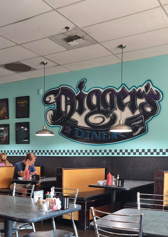 That turquoise wall with the Digger's logo isn't just decor&mdash;it's a beacon of breakfast hope in a world of overnight oats and green smoothies.