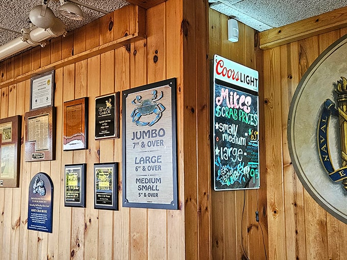The wall tells the story&mdash;crab sizing charts and specials boards that have guided countless hungry patrons toward seafood nirvana for generations.