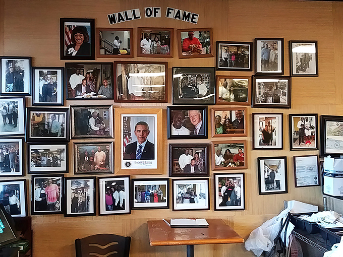 The "Wall of Fame" tells stories of community connections and famous visitors who couldn't resist the call of Orlando's soul food sanctuary.