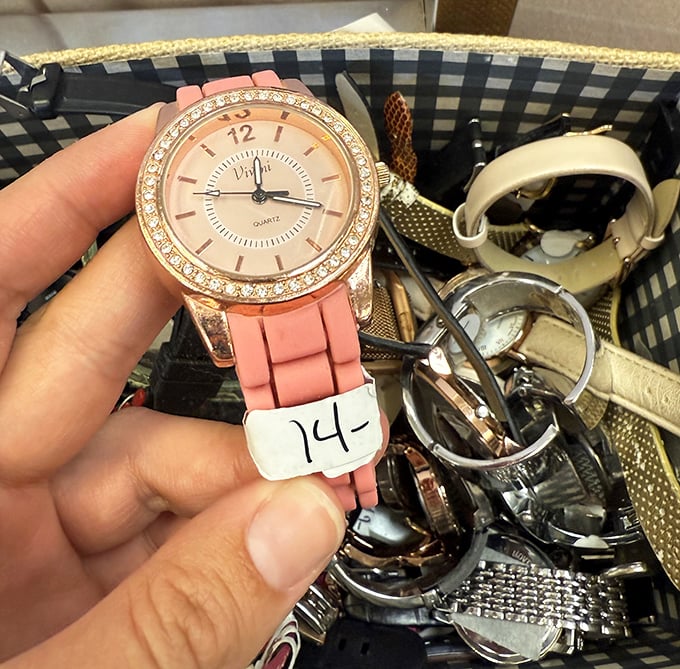 Fourteen dollars for a watch that looks like it belongs on a red carpet &ndash; proof that secondhand shopping is the ultimate hack for champagne style on a beer budget.
