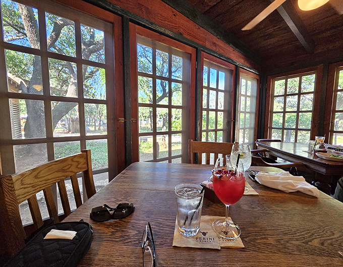 Window-side dining that brings the outside in. Nature provides the artwork while you provide the appetite&mdash;a fair exchange.