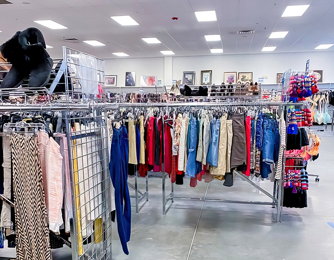 A sea of hangers holding fashion possibilities &ndash; each garment with a past life and future potential.