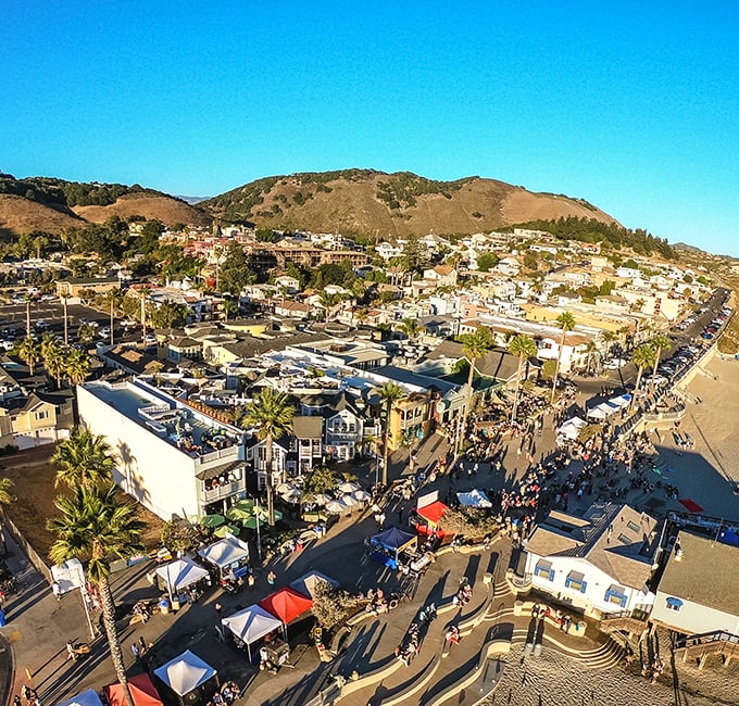 Avila Beach's protected bay creates a sun-soaked paradise where warm waters meet Mediterranean-style coastal living.