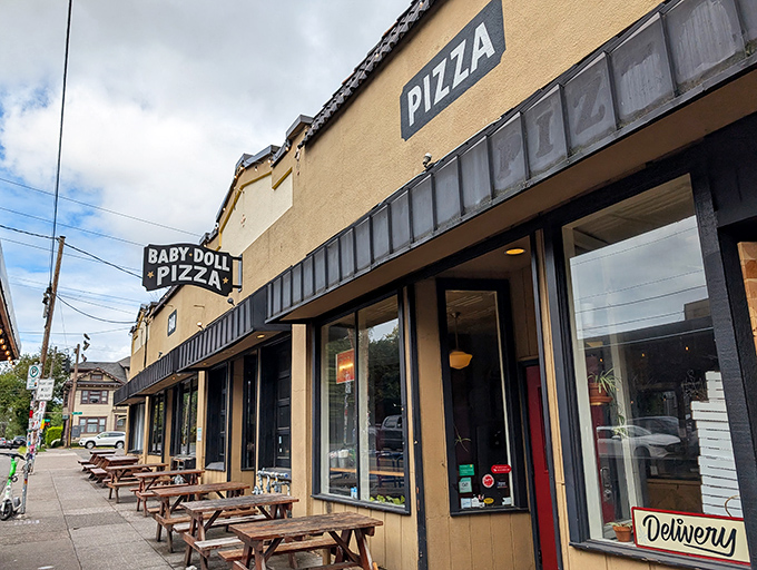 Baby Doll's stark signage promises no-nonsense New York style &ndash; and absolutely delivers on that promise. 