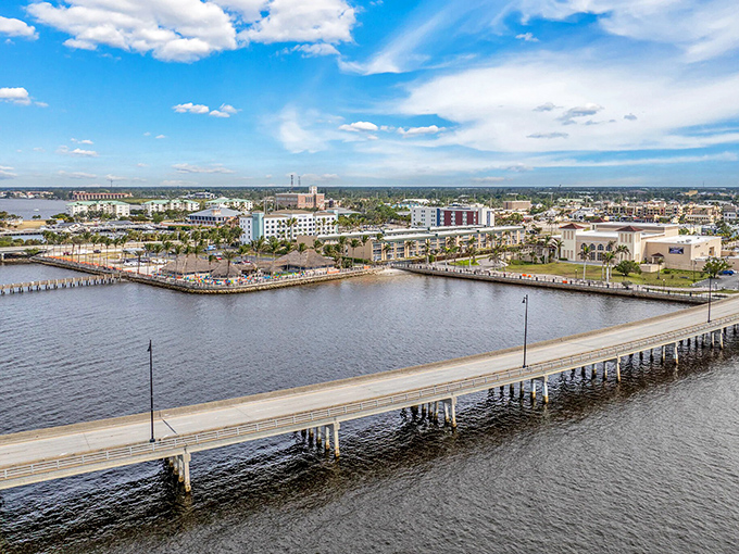 Punta Gorda's harbor curves like a welcoming smile, inviting boats and dreams to dock for a while.