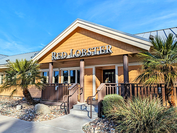 Red Lobster's warm, coastal-inspired exterior welcomes seafood lovers of all ages to a familiar favorite.
