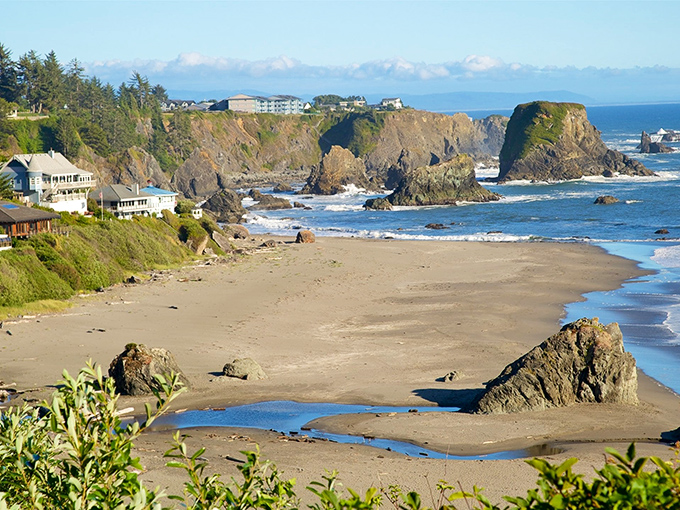 Harris Beach's dramatic rocky coastline creates a maze of tide pools perfect for exploring nature's hidden treasures.