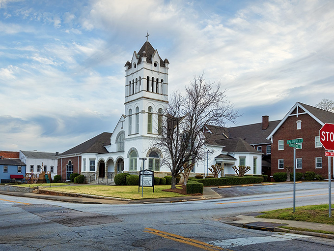 Newberry's Main Street stretches toward possibilities, where the courthouse tower watches over community dreams.