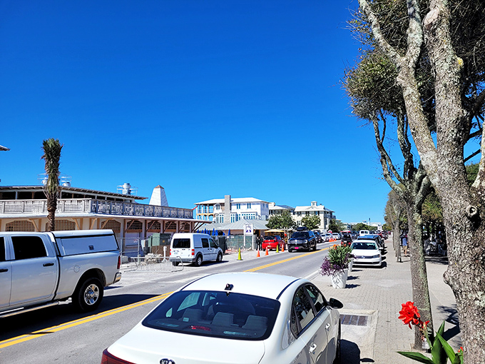 Coastal elegance meets small-town charm along these tree-lined streets where every detail whispers "perfect vacation" to visiting families.