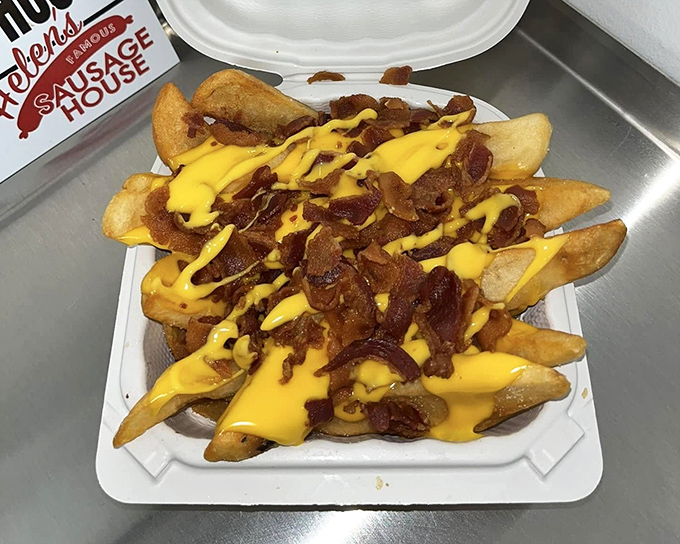 Cheese fries topped with bacon bits &ndash; because sometimes your regular fries need to dress up for a special occasion.