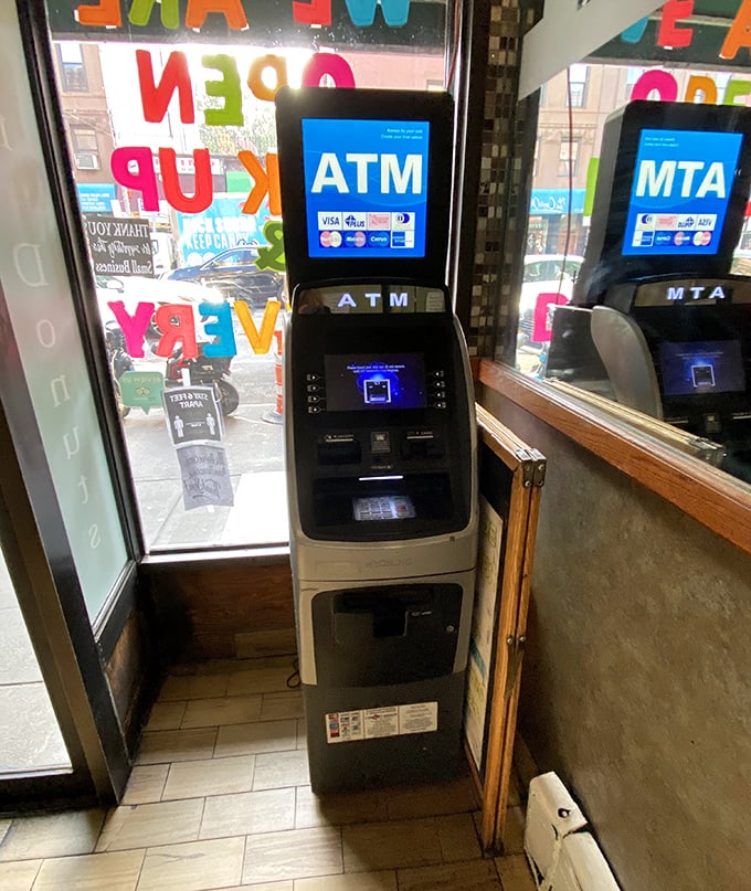 Even the ATM looks like it's been here forever, ready to fund your pancake addiction when cash runs low.