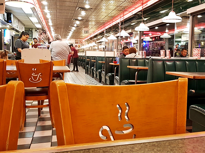 From this angle, you can almost hear the jukebox that isn't in the frame, playing the soundtrack to countless family meals and first dates.