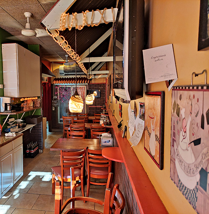 The narrow dining space feels like discovering a secret passageway to flavor town, with every table offering front-row seats to Italian comfort food.