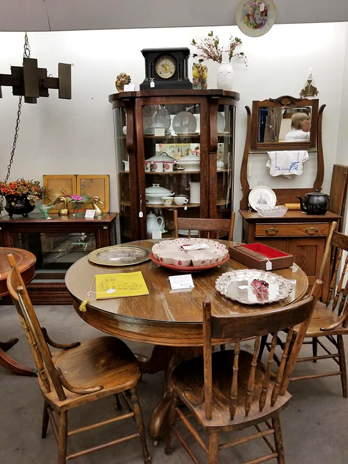 This oak dining set has hosted more family arguments and celebrations than a lifetime of Thanksgiving dinners.