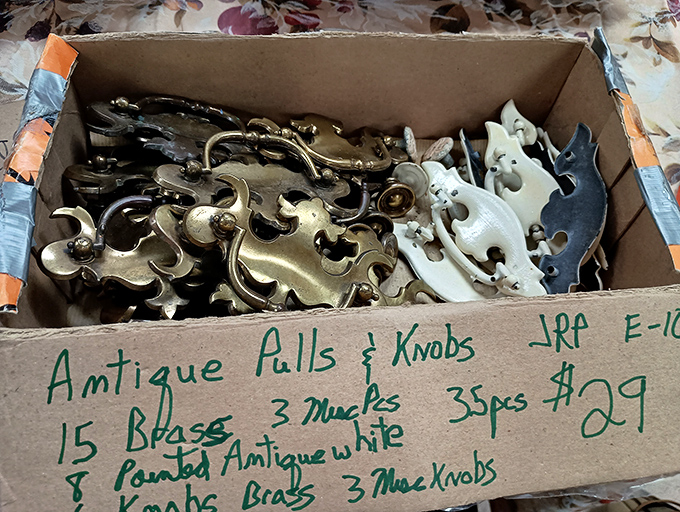 A box of brass possibilities&mdash;drawer pulls and knobs that could transform your tired furniture into conversation pieces. Small details make big differences.