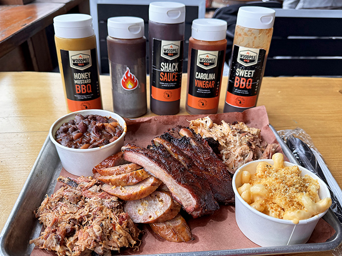 The sauce lineup reads like a flavor personality test&mdash;are you Sweet BBQ, Carolina Vinegar, or daring enough for the Shack Sauce?