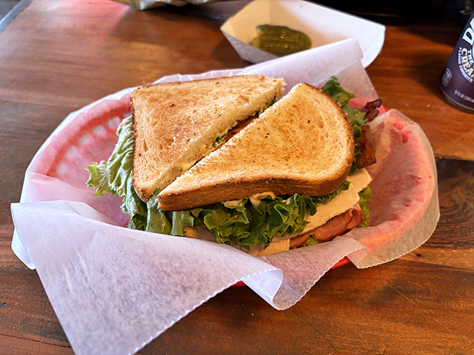 A classic BLT sits perfectly toasted, proving that sometimes simplicity executed flawlessly beats complexity every single time here.