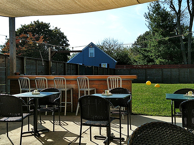 When weather permits, the outdoor seating area becomes Milton's most coveted dining real estate&mdash;fresh air makes everything taste even better.