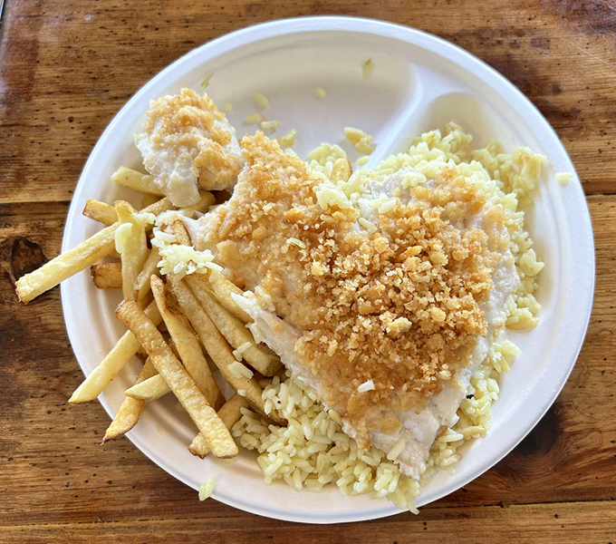 Baked haddock with a golden crumb topping that would make any New Englander nod in approval—simple, honest seafood that lets quality speak for itself.