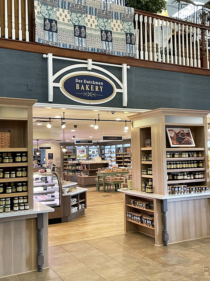 The bakery entrance feels like the gateway to a sweeter dimension. Those jars aren't just preserves&mdash;they're happiness preserved in glass containers.