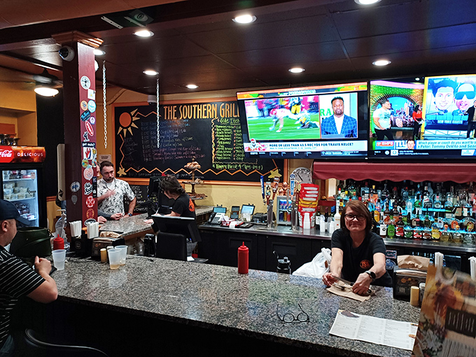 The bar serves up cold drinks while multiple screens ensure you never miss a moment of the action happening on field.