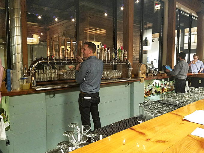 Those beer taps stand like soldiers at attention, ready to serve the thirsty masses with locally brewed liquid happiness.