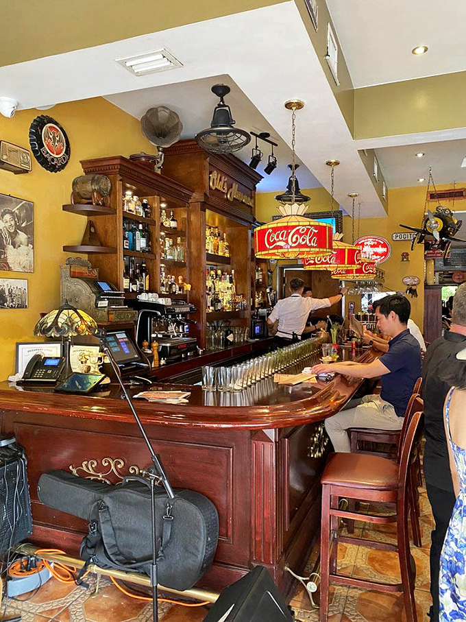 The outdoor seating area offers a garden oasis where shade sails flutter overhead like the world's most practical butterflies.