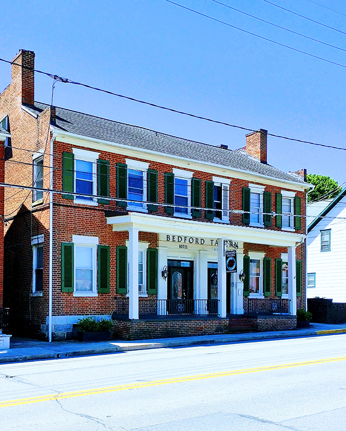 Bedford Tavern's classic brick facade and green shutters promise the kind of meal where comfort food meets craftsmanship without unnecessary fuss.