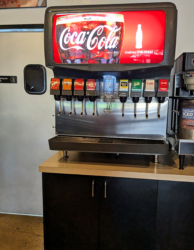 The soda fountain&mdash;because even with barbecue this good, you'll need something to wash it down. Sweet tea would be the traditional choice.