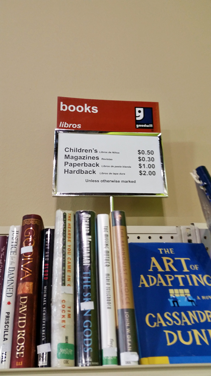 The book section offers literary adventures at pocket change prices. Hardbacks for two dollars&mdash;cheaper than the coffee you'll drink while reading them.