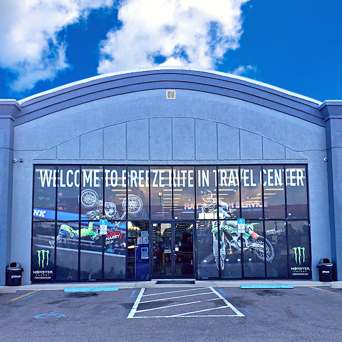 Breeze Rite In Travel Center captures Florida's love affair with motorsports, serving as both practical pit stop and cultural touchstone.