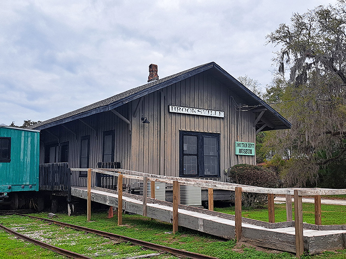 All aboard for a trip back in time! Brooksville's historic train depot stands as a charming reminder of the town's railroad heritage.
