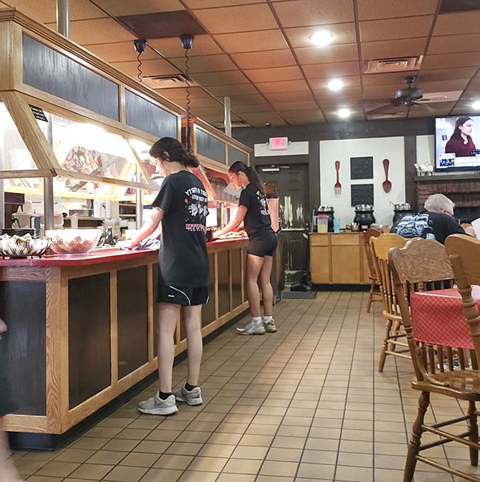 The buffet line - where staff prepare to serve up portions that ensure you'll be planning your next visit before you've finished your first plate.