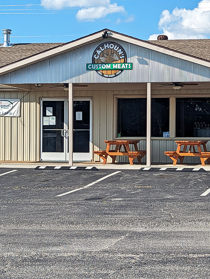 Calhoun's Custom Meats: where picnic tables outside suggest you won't need to wait to enjoy whatever carnivorous treasures you've discovered inside.