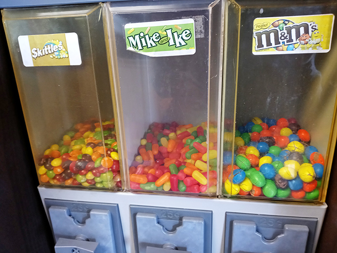 Candy dispensers bring out your inner child while your outer adult orders another stack of pancakes.