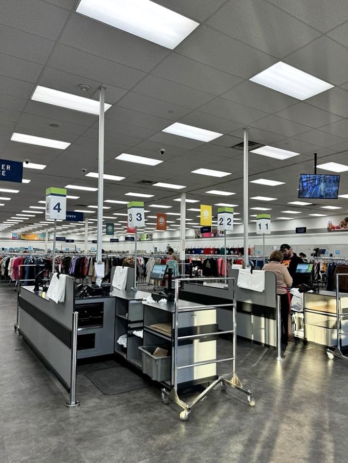 Efficiency in action&mdash;the checkout area is designed to get you and your newfound treasures home quickly to start enjoying them.