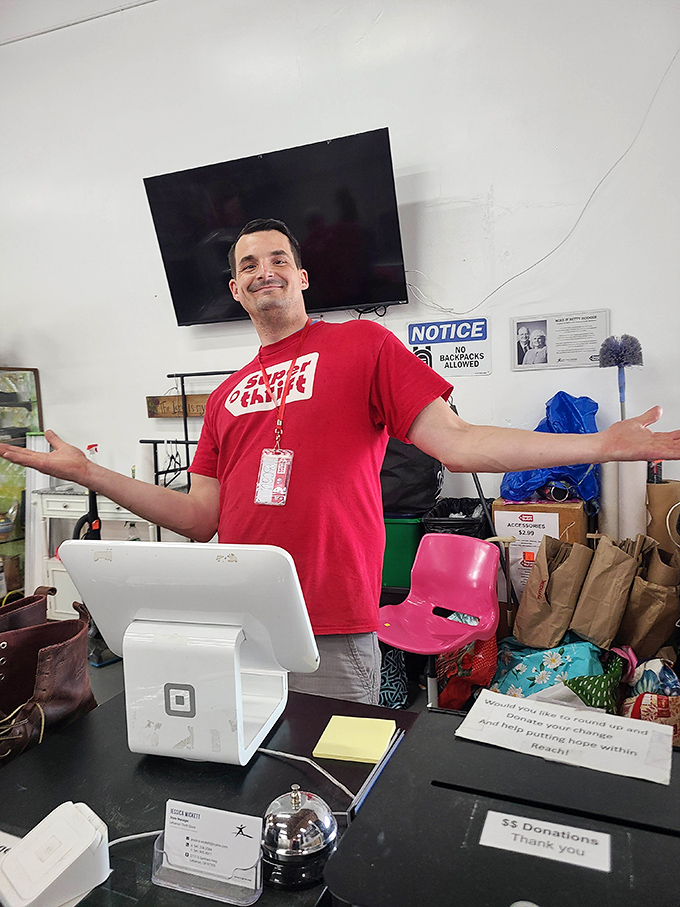 The enthusiasm is contagious at checkout, where staff members celebrate your thrifting victories as if they were their own.