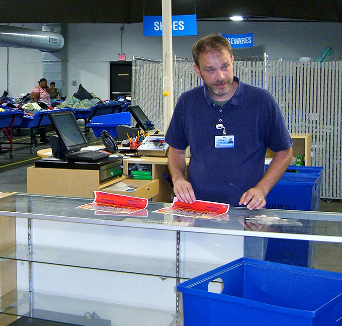 The checkout station—final destination in your treasure hunt journey. Like a good maître d', this staff member ensures a smooth experience.