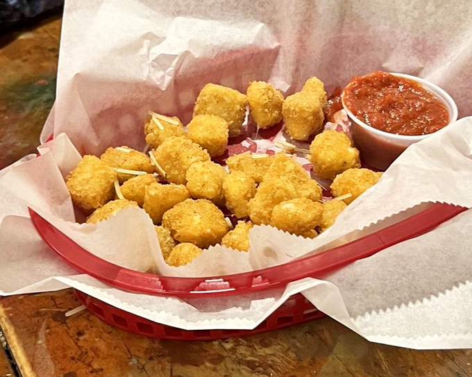 Golden cheese curds that squeak between your teeth – the Midwest's answer to mozzarella sticks, only infinitely more satisfying.