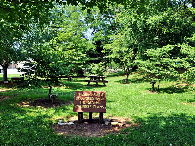 Peaceful trails honoring Cherokee history, reminding visitors that respect and remembrance create meaningful retirement community character beyond amenities.