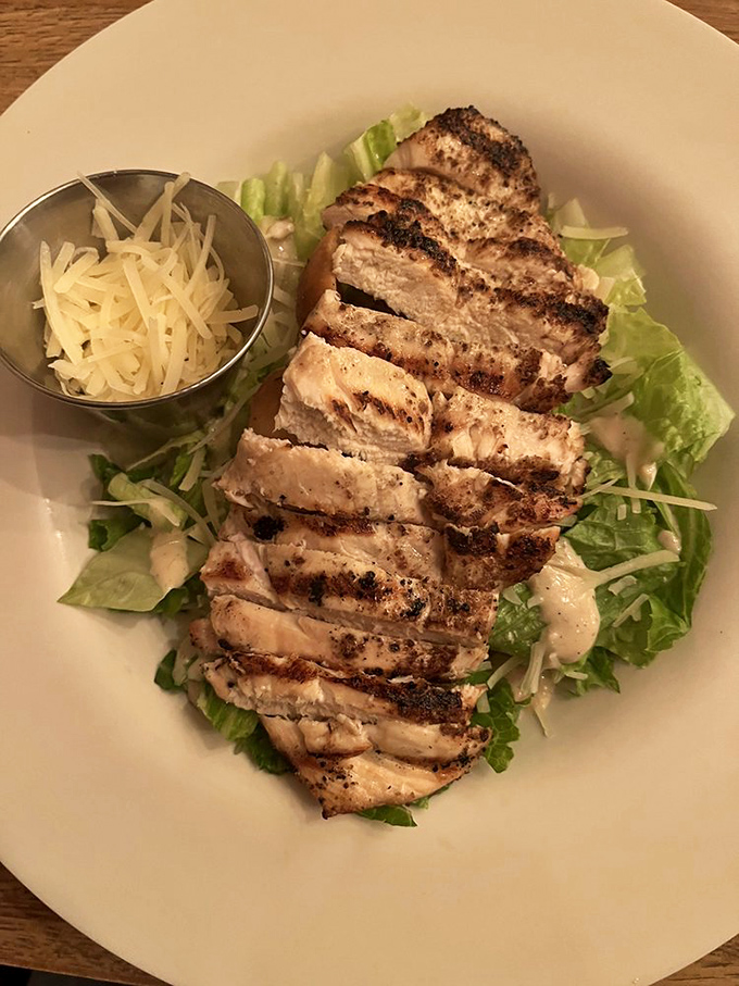 Grilled chicken atop crisp romaine&mdash;the Caesar salad that Julius himself would approve of. Simple, classic, and never going out of style.
