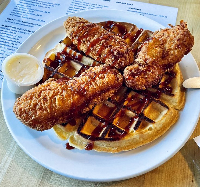 Chicken and waffles that strike the perfect balance between savory and sweet&mdash;a breakfast rebellion that's worth joining any day of the week.