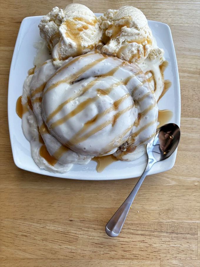 This cinnamon bun dessert with ice cream isn't just comfort food&mdash;it's a warm hug from your grandmother, if your grandmother were a pastry chef. 
