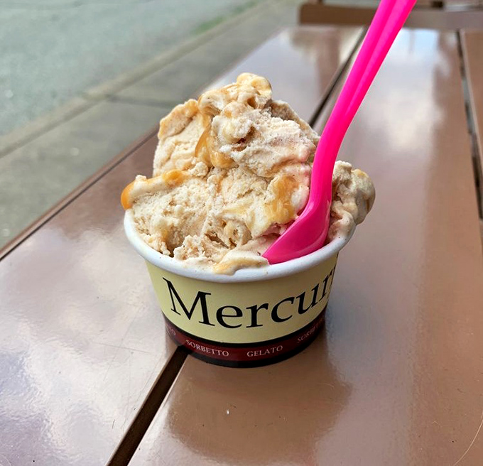 Gelato that makes ice cream seem like its less sophisticated cousin. That pink spoon is your ticket to a moment of pure bliss.