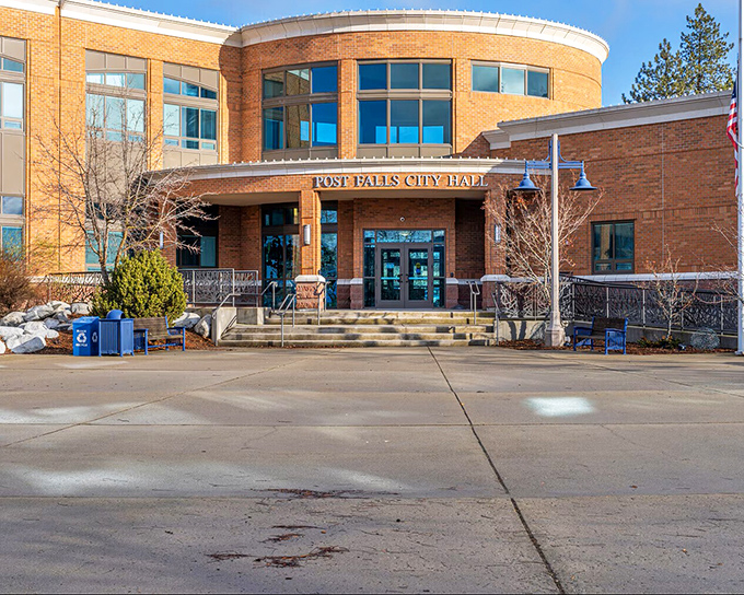 Post Falls City Hall balances civic functionality with architectural warmth&mdash;no cold, institutional vibes in this community-centered building.