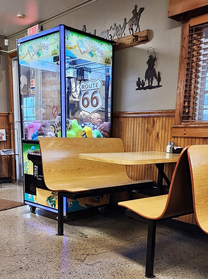 Even the entertainment at Don's has nostalgic charm. That Route 66 claw machine reminds you you're in the heartland, where fun is still wonderfully simple.