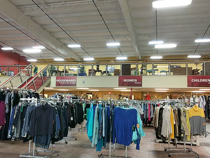 Department store organization meets thrift store prices. The color-coded clothing sections make finding your next fashion statement a breeze.