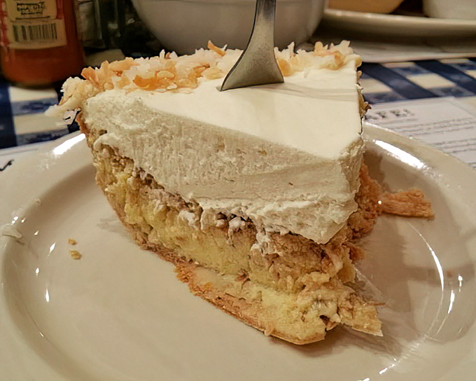 Coconut cream pie that makes time stand still. That perfect ratio of filling to meringue to crust is the result of decades of delicious dedication.