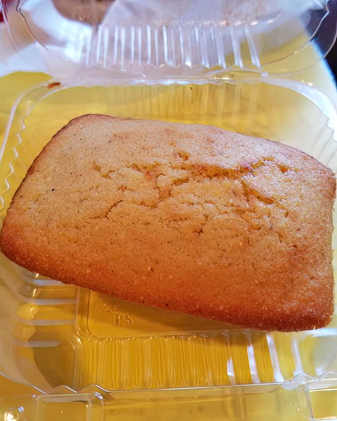 Cornbread that walks the perfect line between sweet and savory, moist enough to eat alone but begging to accompany a plate of barbecue.