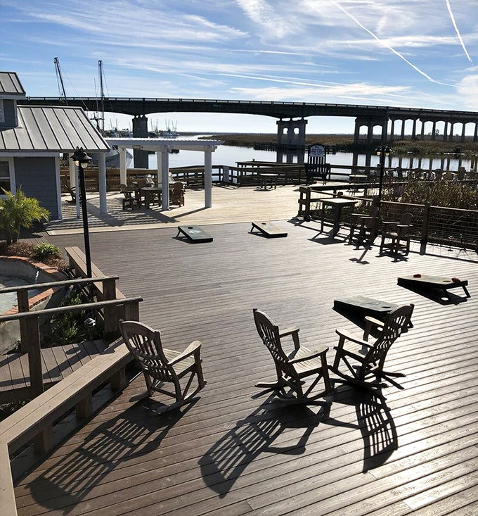 The expansive deck offers front-row seats to coastal Georgia's natural beauty &ndash; where digestion and contemplation go hand in hand.